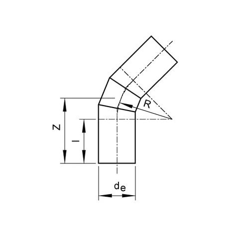 Segmentbogen 45°, PE 100, SDR 17, lang