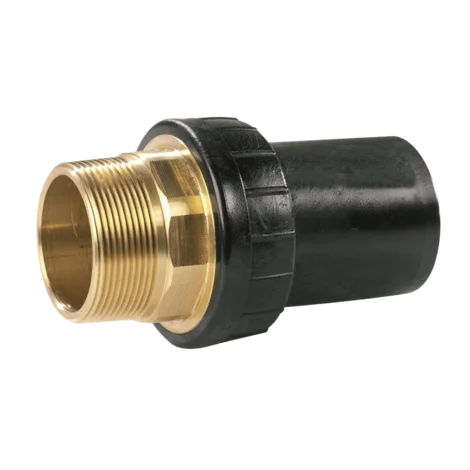 Universal adaptor HD-PE/brass with male thread and PE pipe socket
